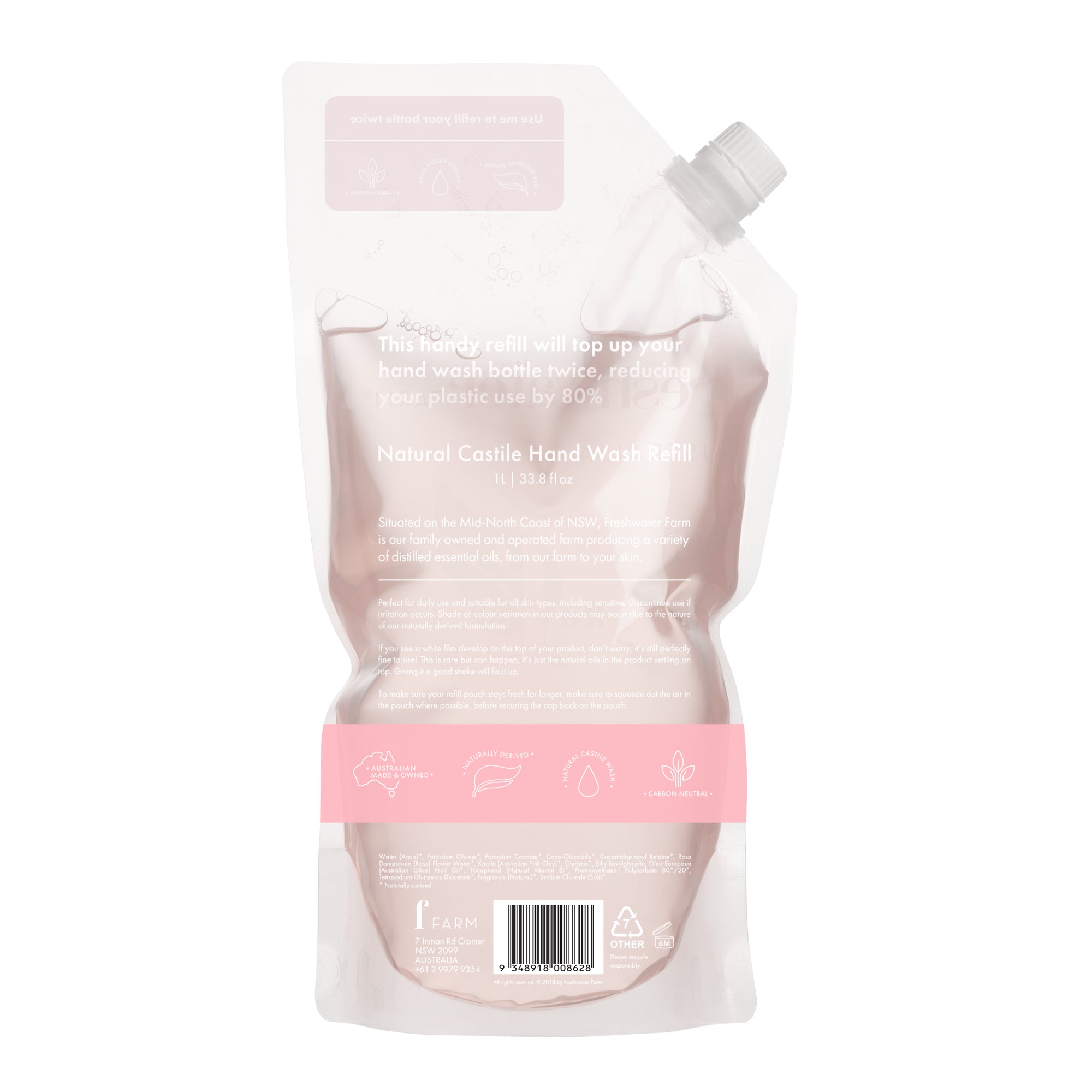 HAND WASH REFILL | Cleansing Rosewater + Pink Clay Pouch Refill 1L ...